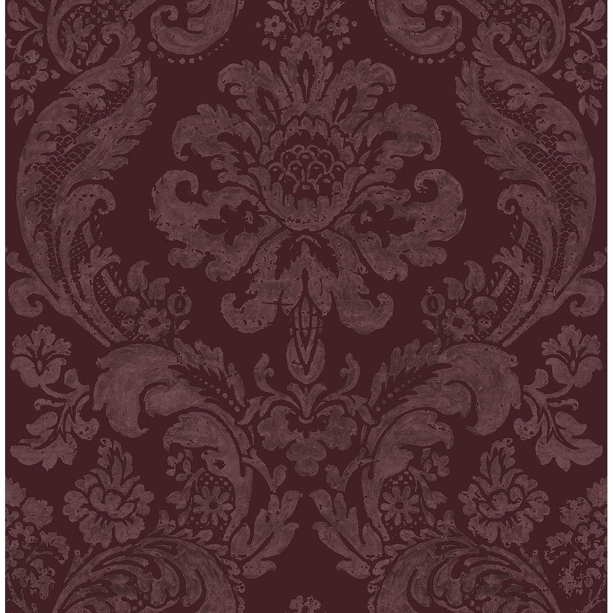 Shop Shadow Damask Wallpaper in Merlot from the Moonlight Collection | Burke Decor