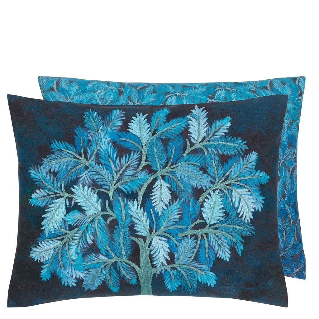 Shop Bandipur Azure/Emerald Linen Decorative Pillow | Burke Decor
