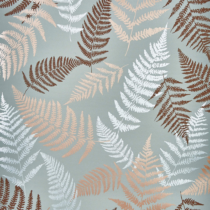 Shop Sample Fern Leaves Floating Wallpaper in Terracotta/Silver | Burke ...