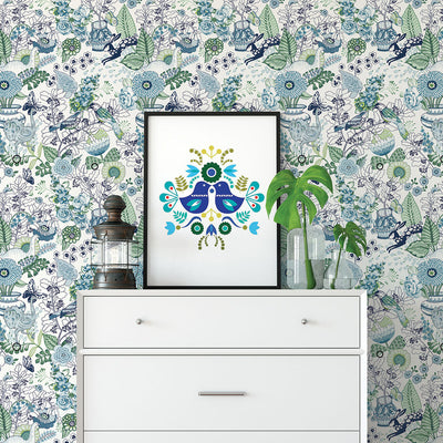 Shop Whimsy Blue Fauna Wallpaper | Burke Decor