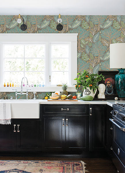 Shop Kiah Taupe Forest Wallpaper | Burke Decor