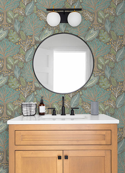 Shop Kiah Taupe Forest Wallpaper | Burke Decor
