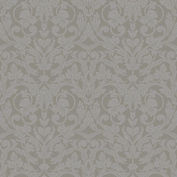 Shop Rosali Grey Scroll Damask Wallpaper | Burke Decor