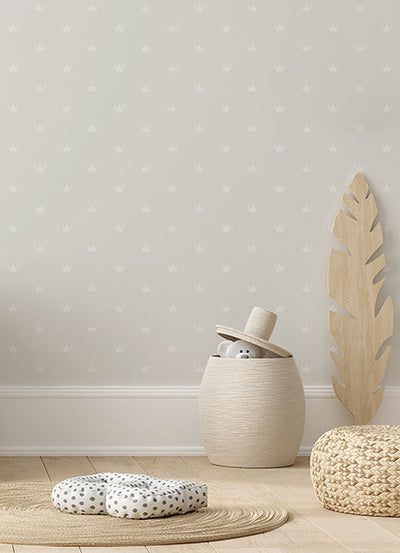 Shop Bea Silver Crowns Wallpaper from the Fable Collection | Burke Decor