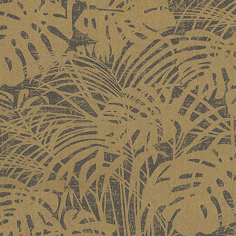 Shop Abstract Large-Scale Leaf Wallpaper in Gold/Grey | Burke Decor