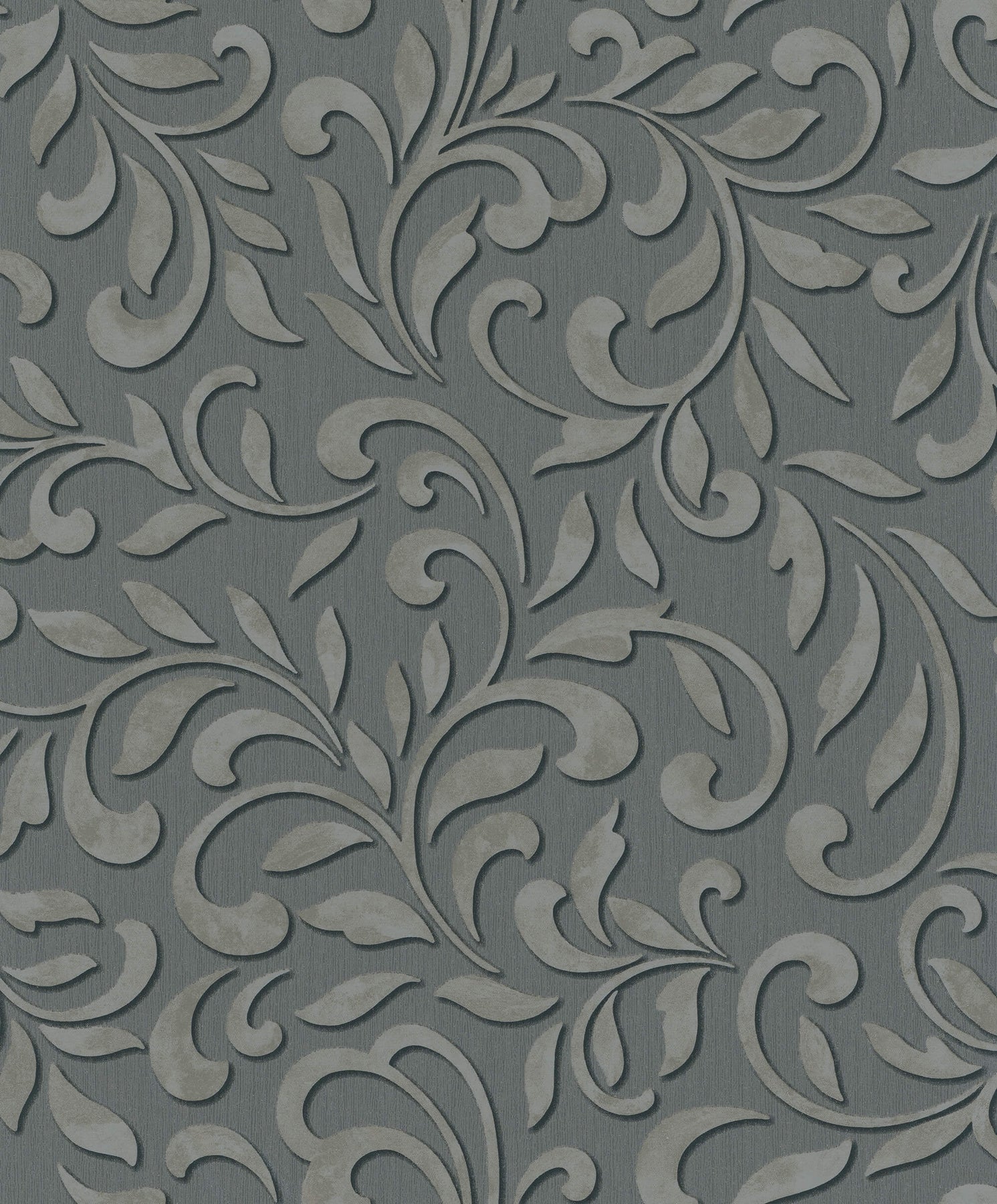 Shop Royal Damask Wallpaper in Antracite/Silver from the Olio ...