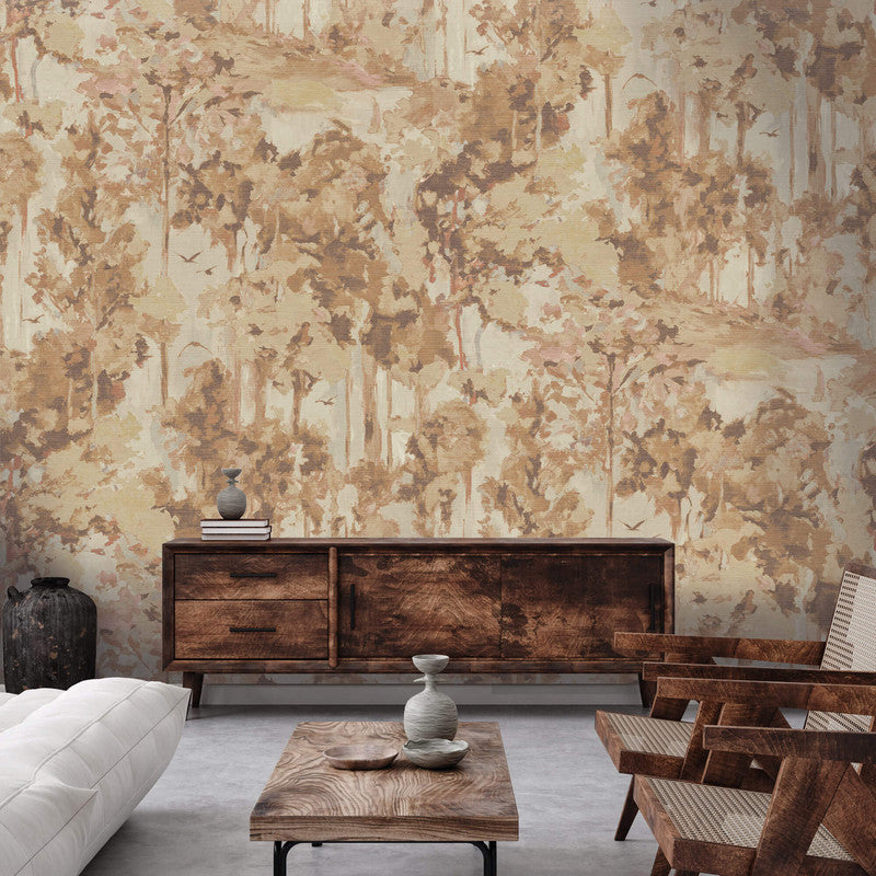 Shop Watercolor Foliage Wall Mural in Terracotta/Cream | Burke Decor