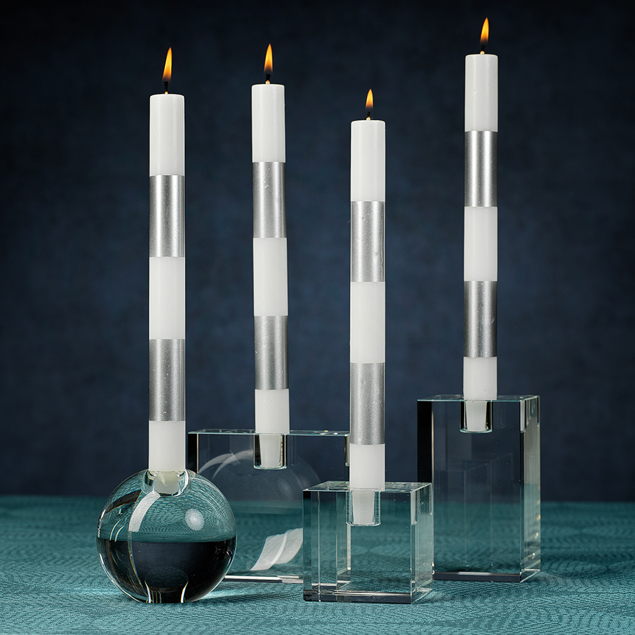 Shop Crystal Glass Rectangular Taper Candle Holder Burke Decor
