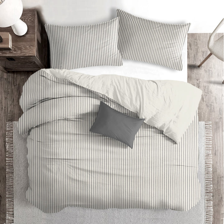 Shop Cruz Ticking Stripes Gray Ivory Bedding Burke Decor