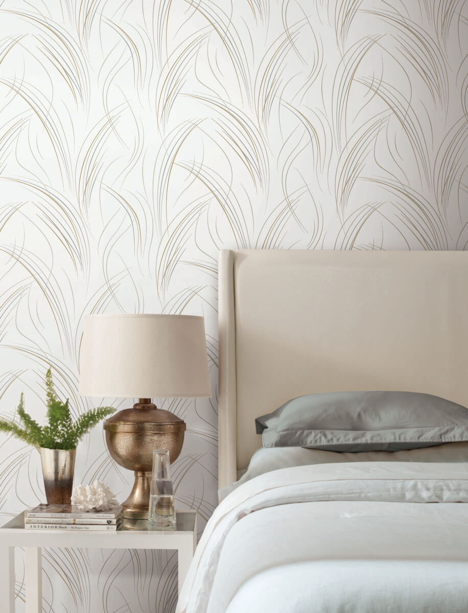 Shop Graceful Wisp Wallpaper in White | Burke Decor