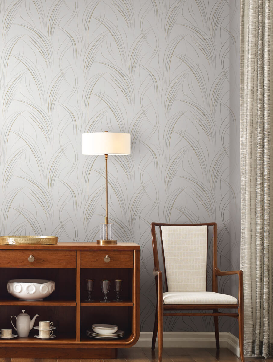 Shop Graceful Wisp Wallpaper in White | Burke Decor