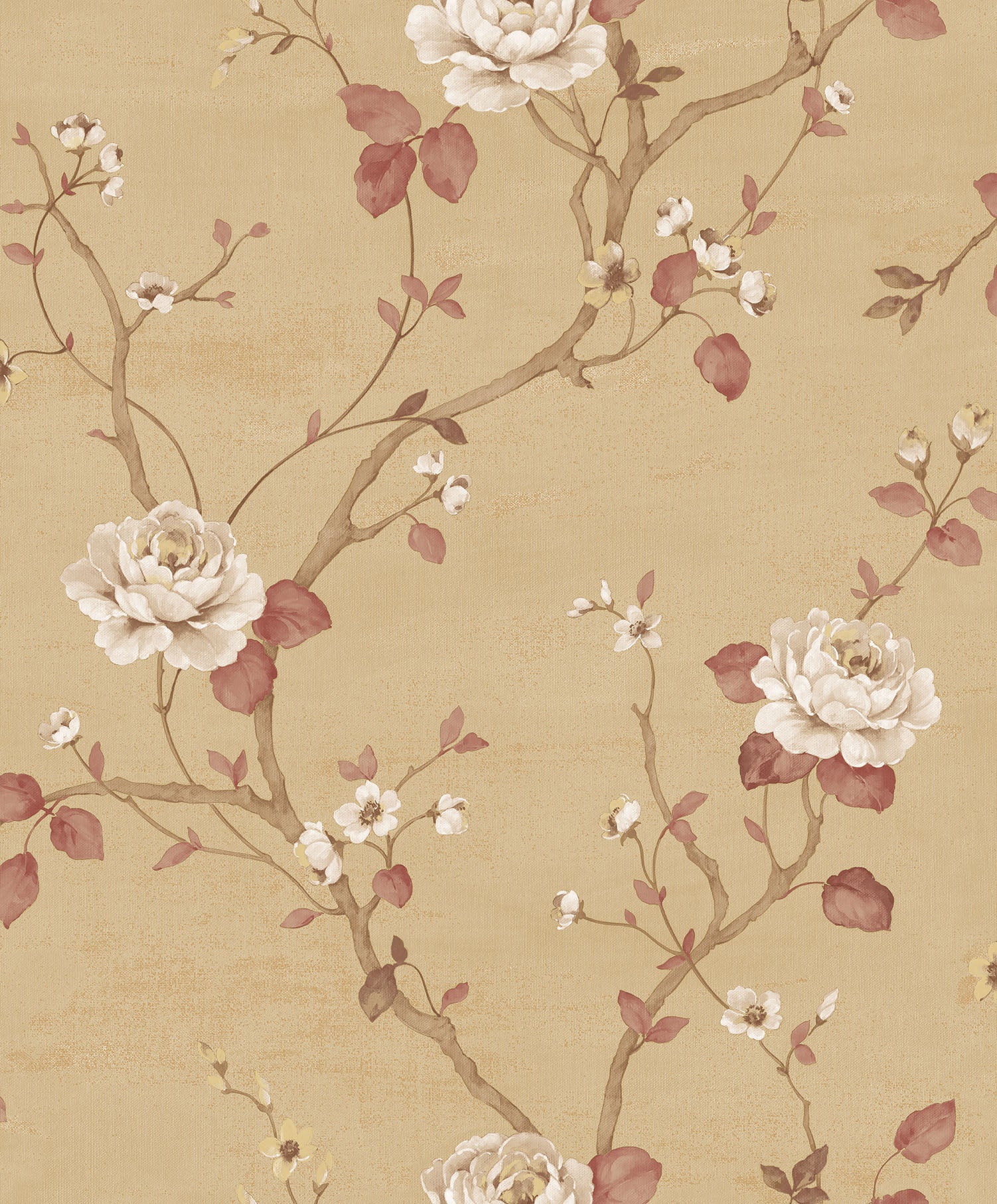 Shop Large Floral Tan/Red Wallpaper from the Palazzo Collection | Burke ...