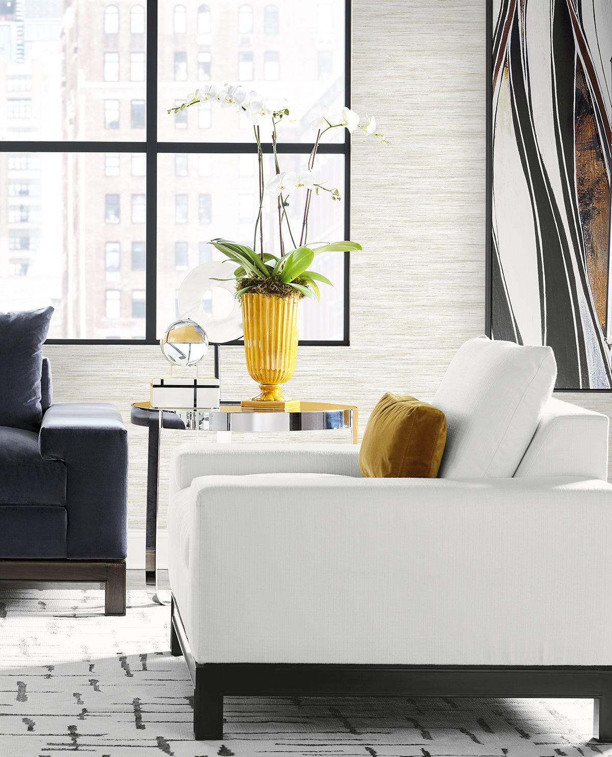 Shop Loe Sanctuary Stria Wallpaper in Powder | Burke Decor