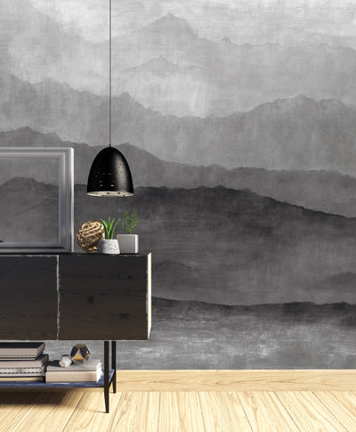 Shop Misty Mountains Grey Wall Mural from the Atmosphere Collection ...