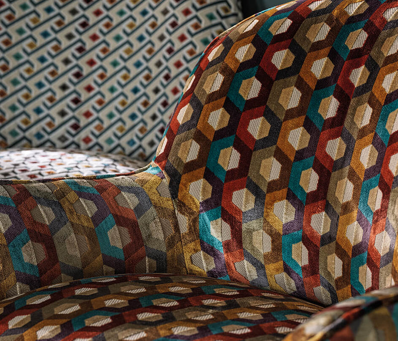 Shop Viviana Favo Mallard/Ginger/Wine Fabric | Burke Decor