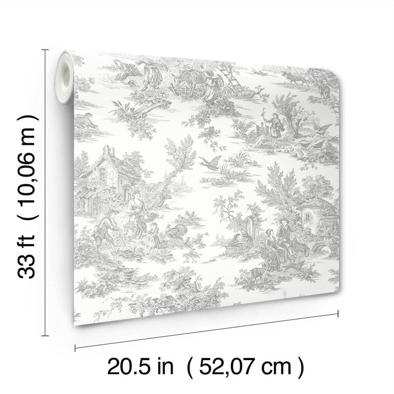 Shop Campagne Toile Wallpaper in Grey | Burke Decor