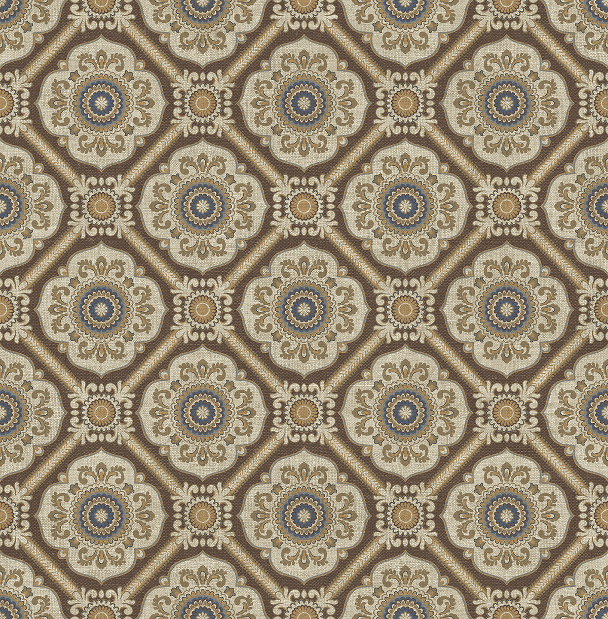 Shop Small Floral Tile Wallpaper in Brown from the Caspia Collection ...