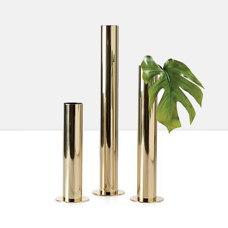 Shop Stainless Steel Pipe Vase Set of Three in Gold | Burke Decor