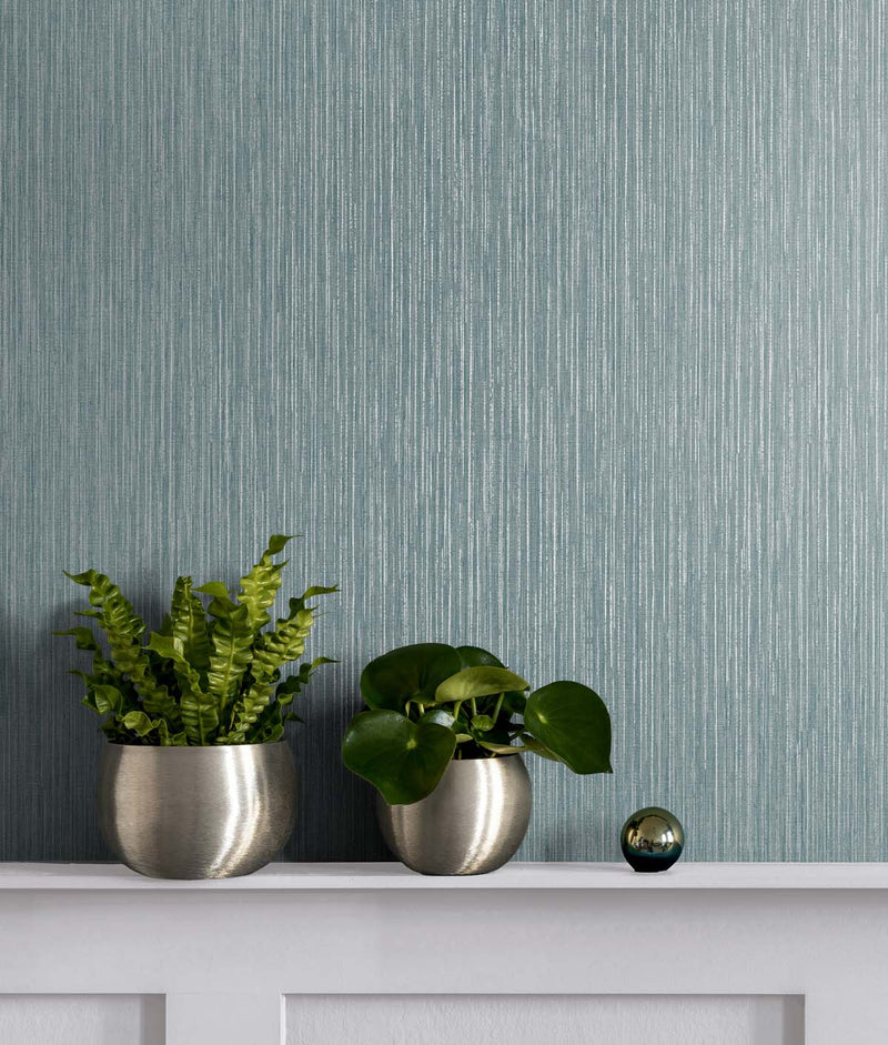 Shop Vertical Stria Agave & Metallic Silver Wallpaper from the Even ...