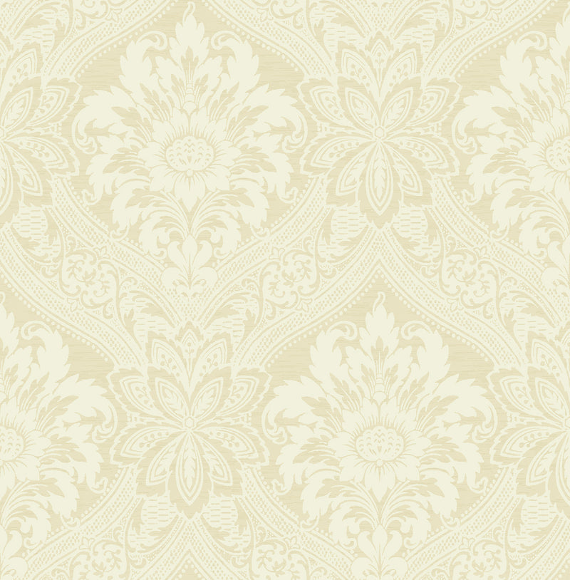 Shop Sample Thread Damask Wallpaper in Cream from the Watercolor ...