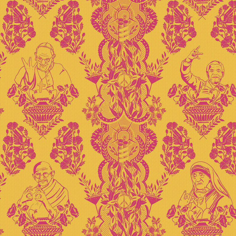 Shop Sample Real Ones Wallpaper in Mustard/Hot Pink | Burke Decor