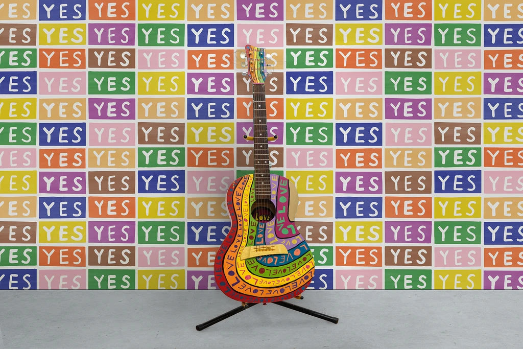Shop Yes Wallpaper in Rainbow on White by Larry Yes | Burke Decor