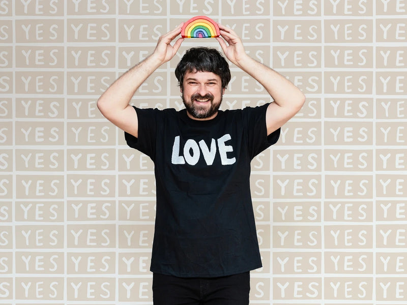 Shop Yes Wallpaper in Taupe on White by Larry Yes | Burke Decor