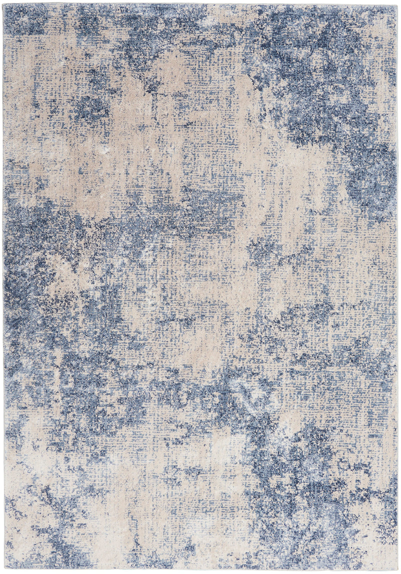 Shop Silky Textures Ivory/Blue Rug | Burke Decor